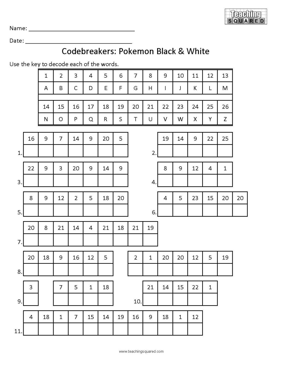 Codebreaker Characters - Teaching Squared